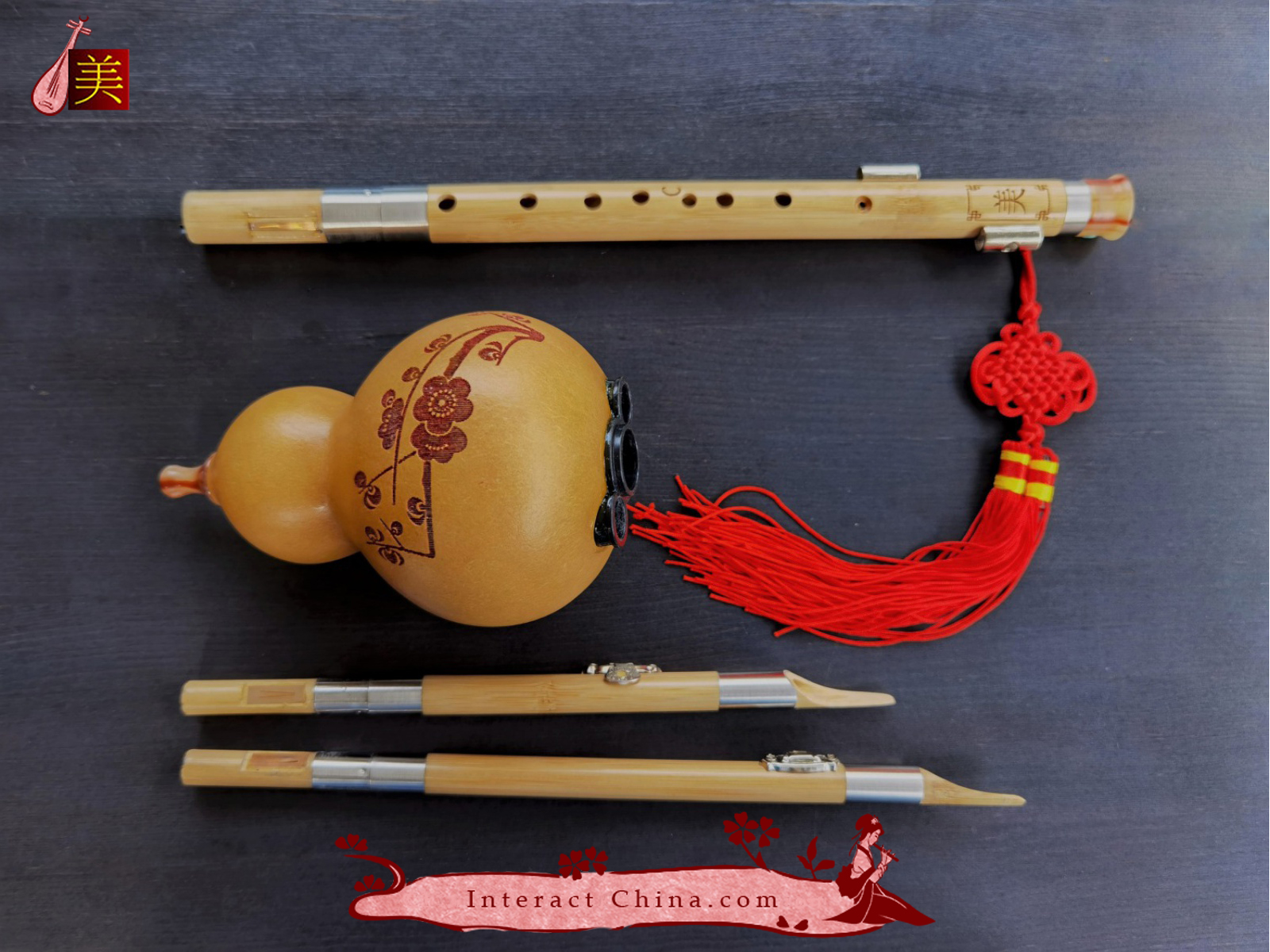 Interact China Hulusi Flute made from Bamboo with 3 Octaves, 9 Holes ...